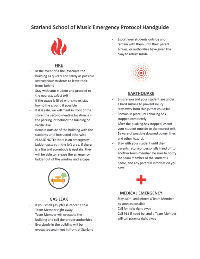 Emergency Safety Protocol – Starland School Of Music